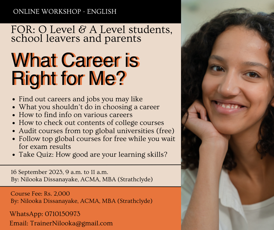 REGISTER FOR: What Career is Right For Me? – DiyunuwaBlog.com | දියුණුව